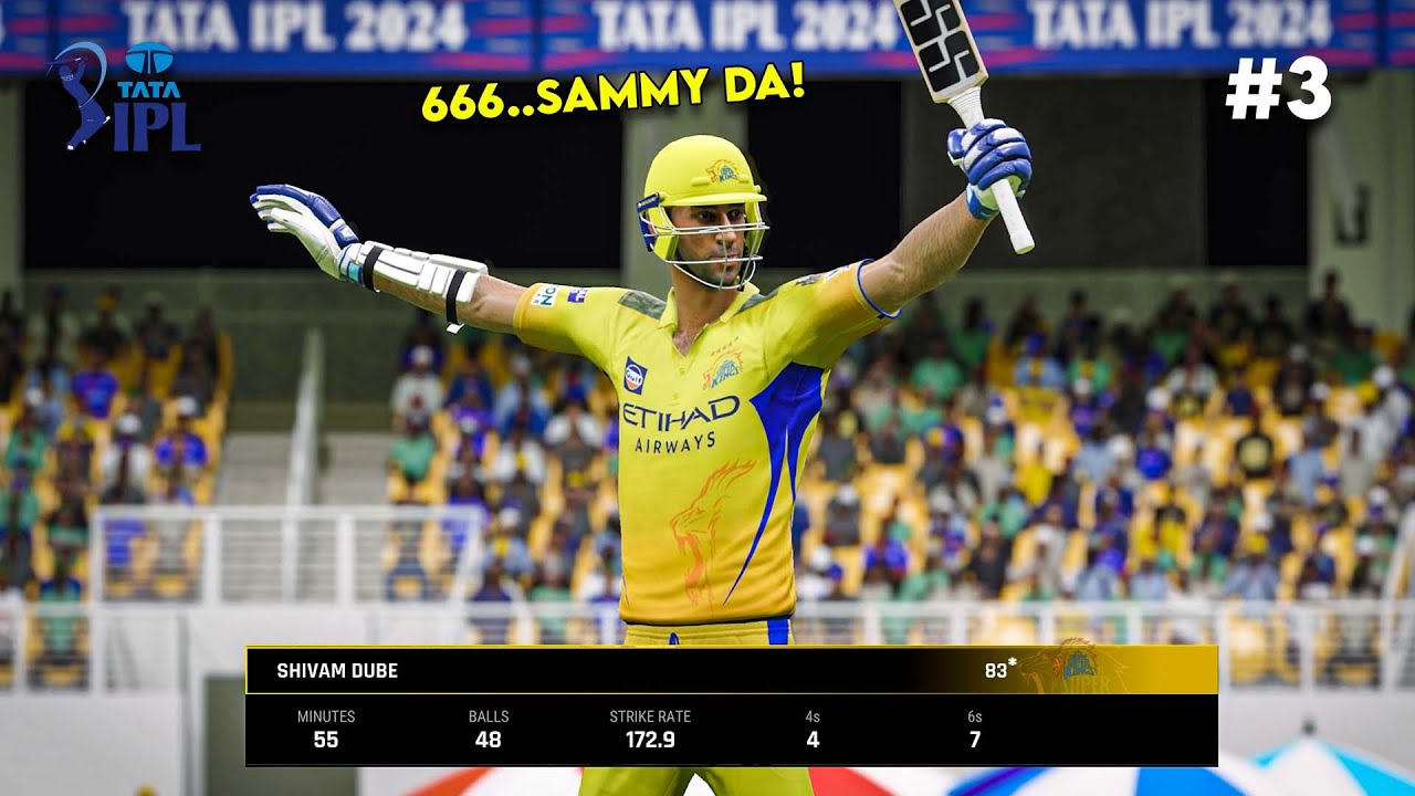 CSK vs MI at Chepauk | Cricket 24 IPL 2025 | Dubey’s 85 Not Enough ...