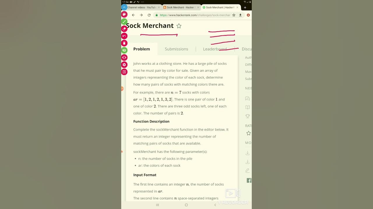 Hackerrank solution-sock merchant - YouTube