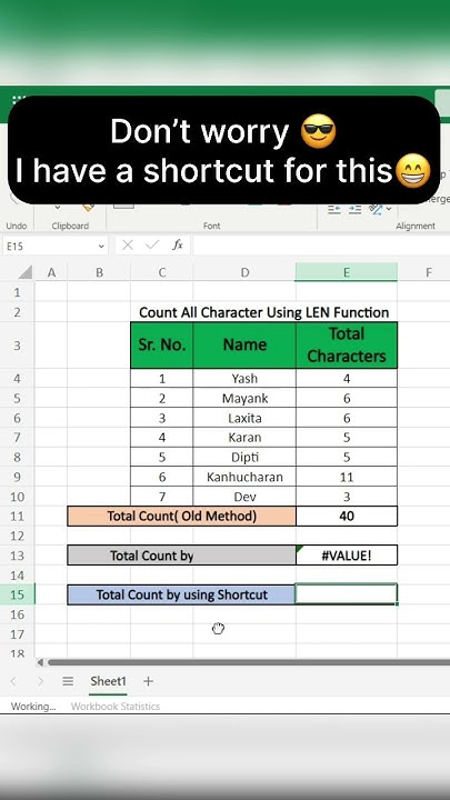 Count Characters Using LEN Function….. #LEN #techno #edm #excel #tips #tipsandtricks - YouTube