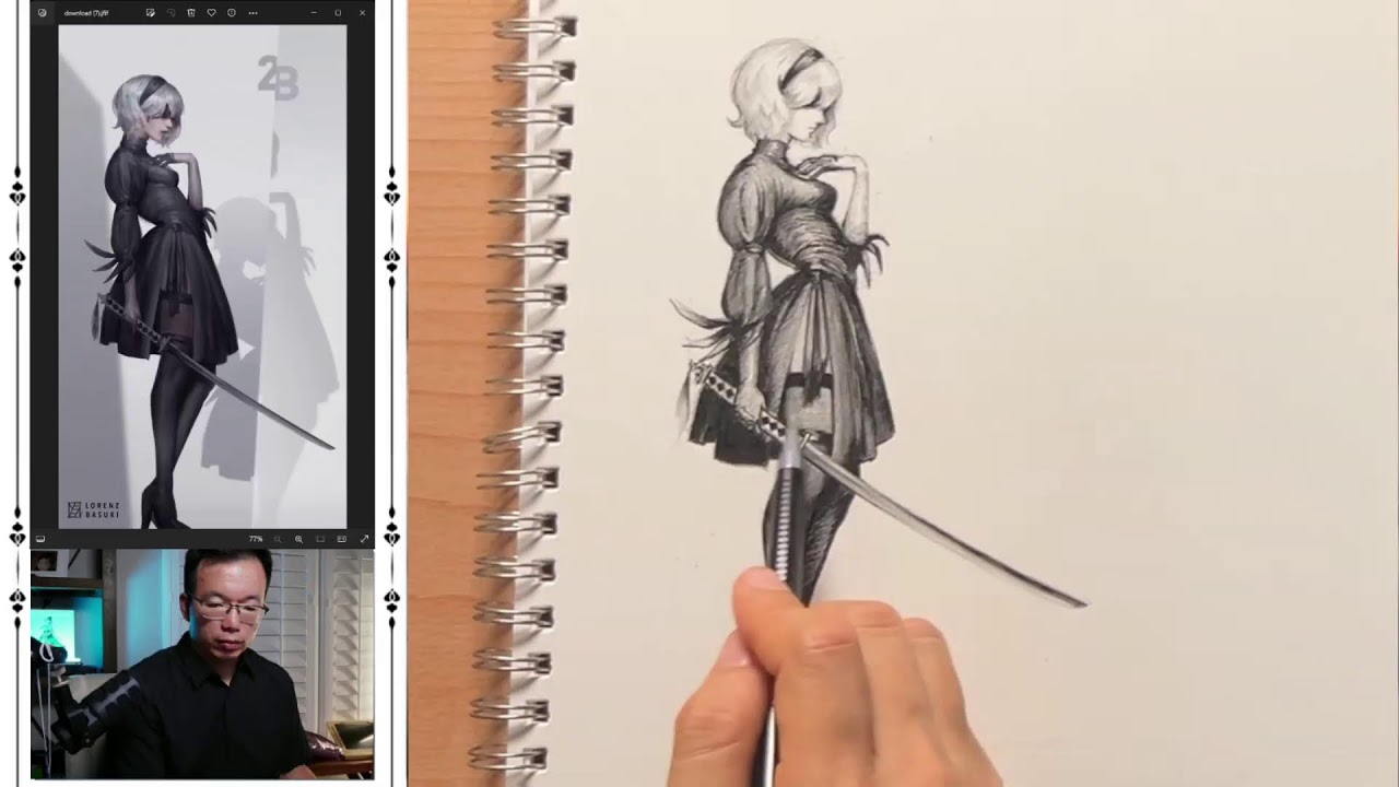 [Live Draw] Pencil Sketch 2B Nier Automata - YouTube