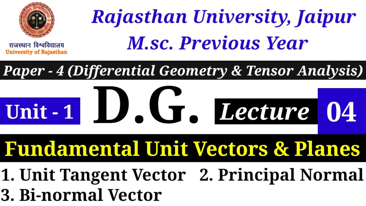Fundamental unit vectors & fundamental planes | Principal normal vector ...