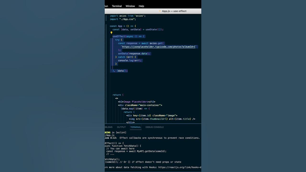 Can't use async for useEffect set-up function #youtubeshorts - YouTube