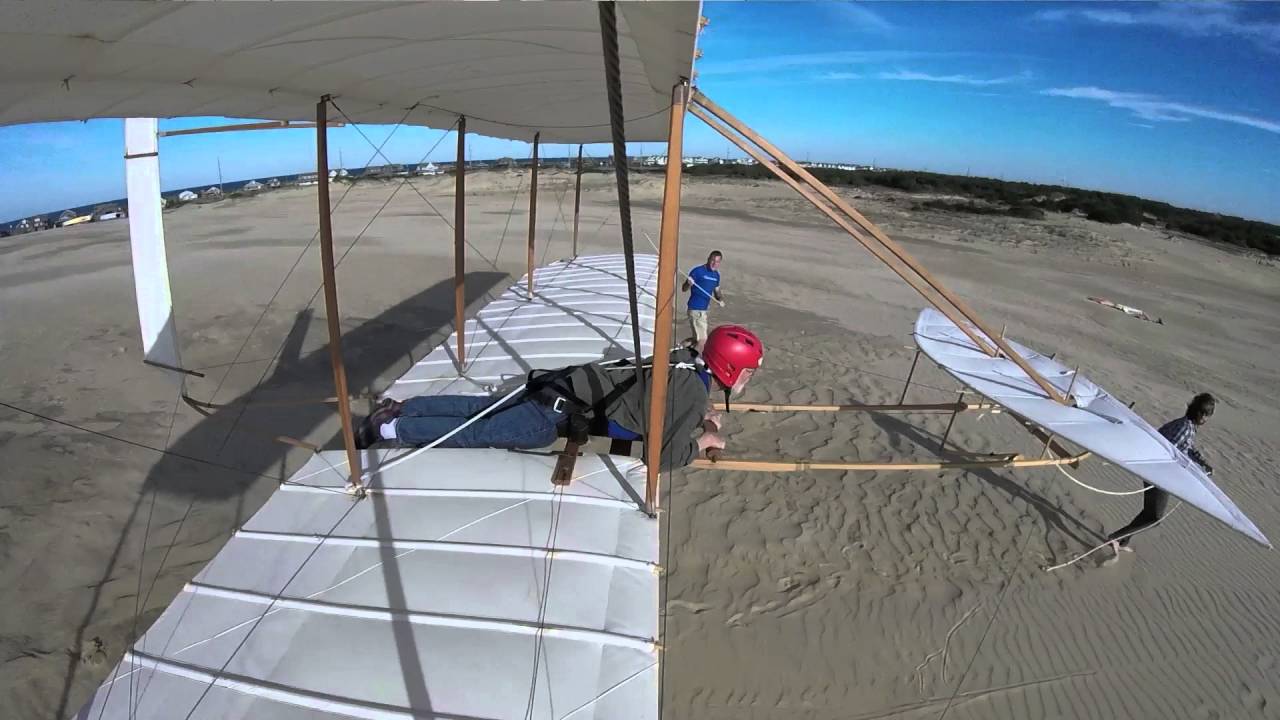 Wingtip View 1902 Wright Glider Flight 2015 - YouTube