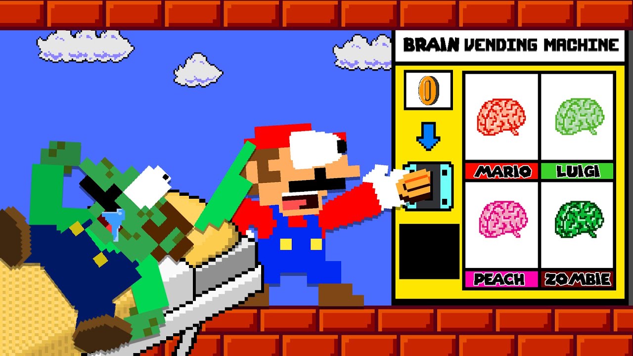 Mario CHOOSE Brains in a Vending Machine | Game Animation - YouTube
