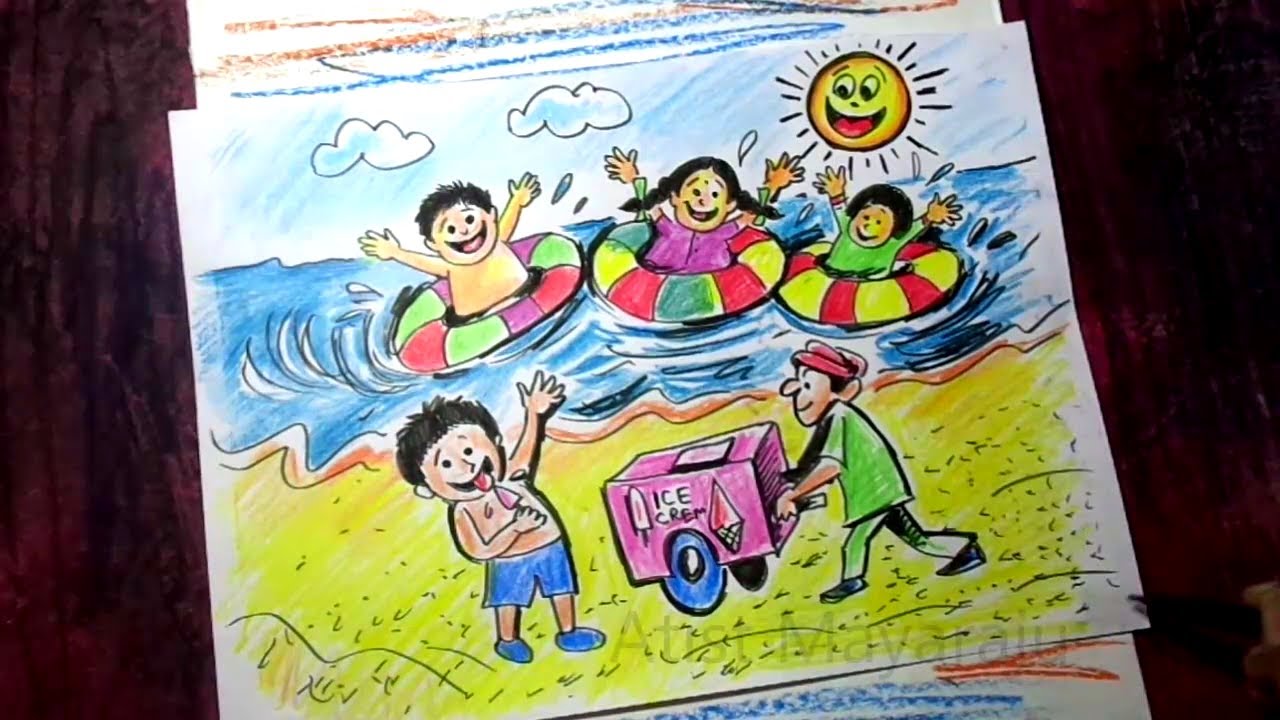 How to Draw summer season drawing for school project / summer season ...