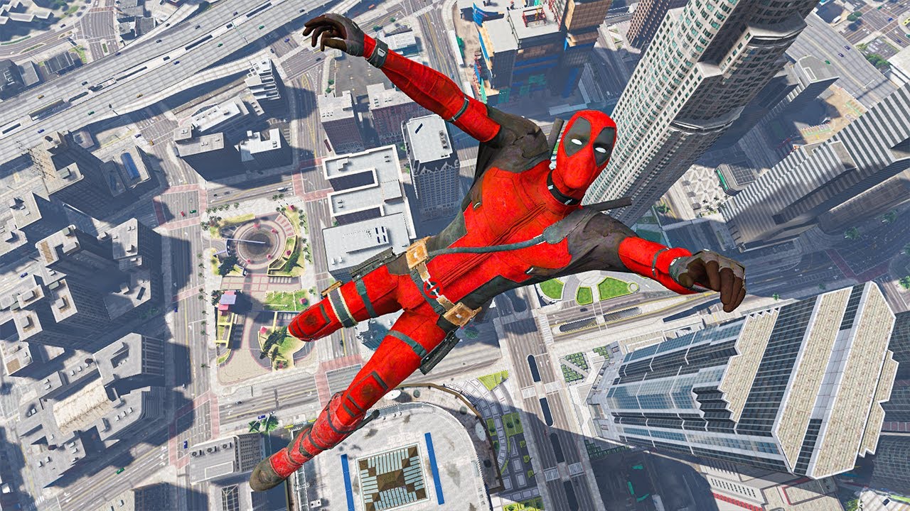 GTA 5 Deadpool Falling off Highest Buildings - GTA 5 Deadpool Gameplay ...