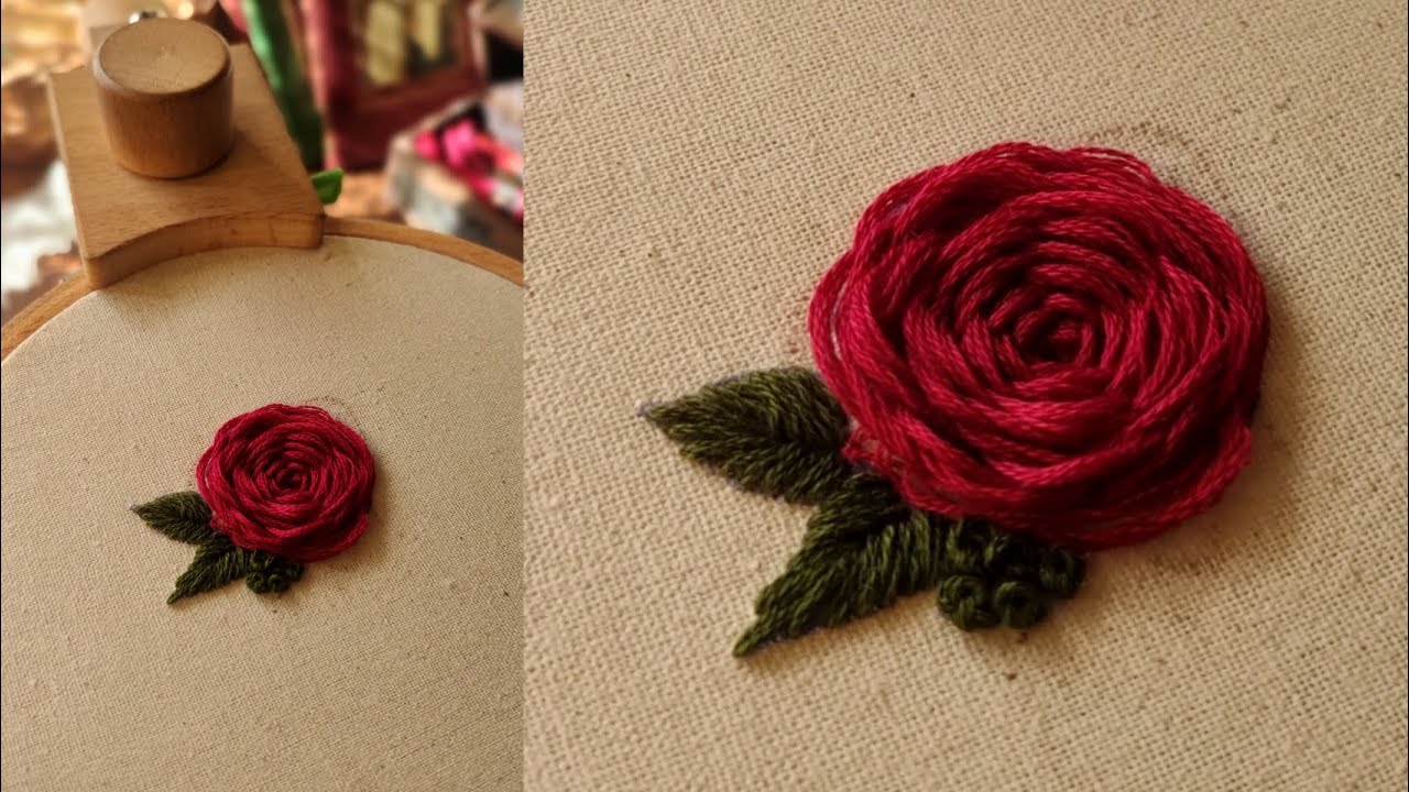 Wooven Rose embroidery for beginners🌹 #roseembroidery - YouTube
