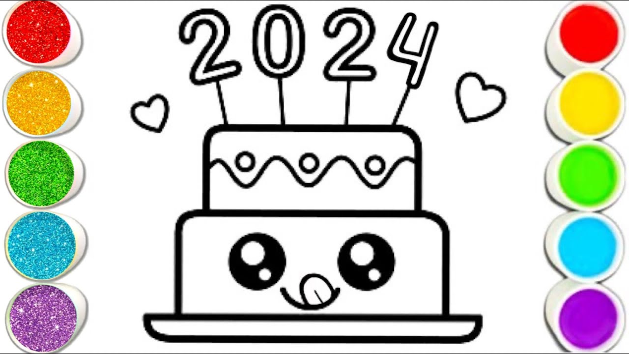 How to draw Cute New Year Cake 🎂🎂🎂 I Draw colorful Cake | Cake drawing ...