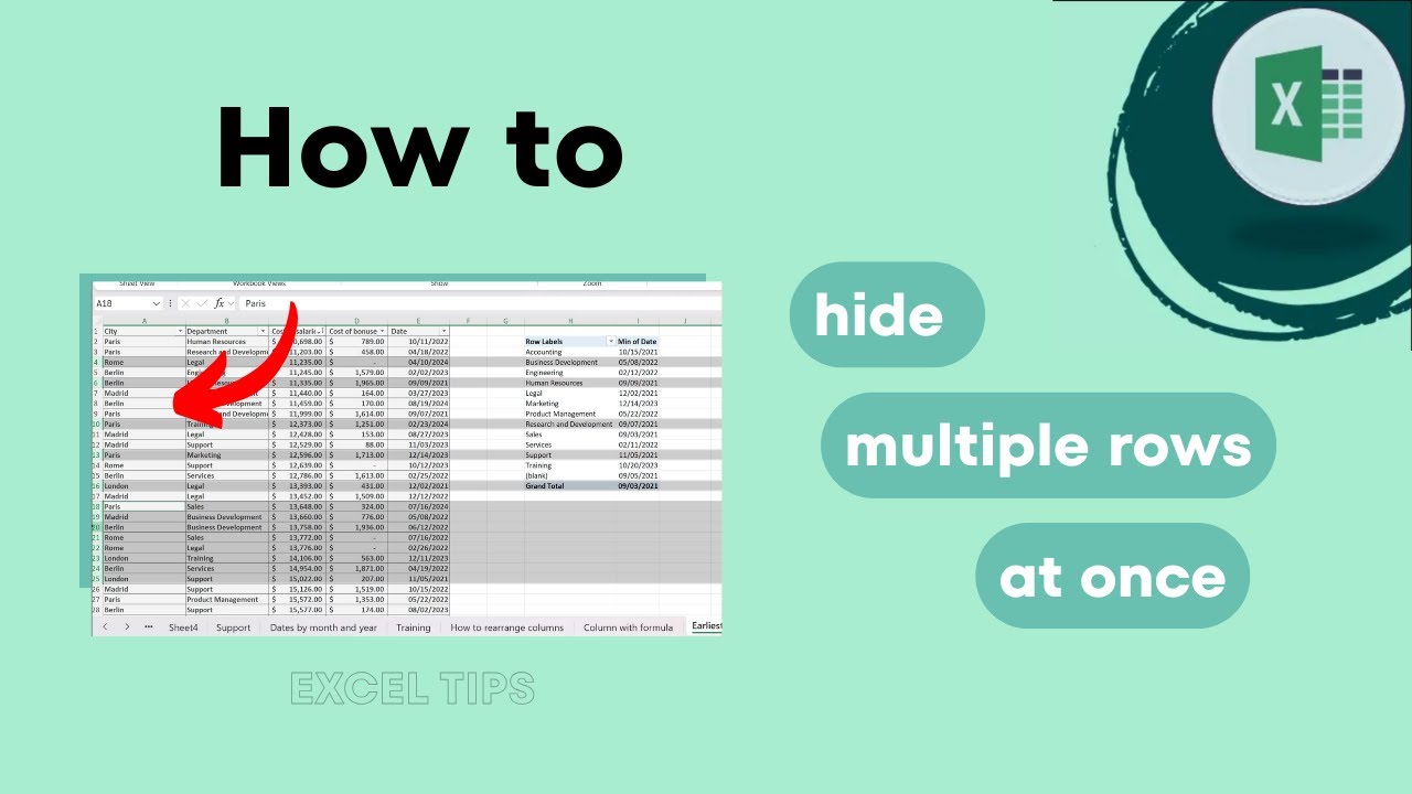 How to Hide Multiple Rows at Once in Excel - YouTube