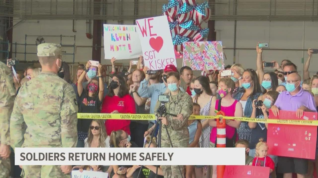 Iowa National Guard soldiers welcomed home - YouTube