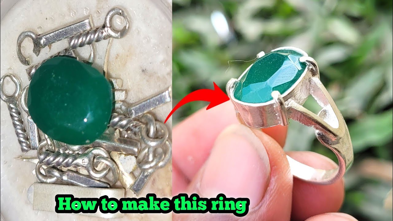 How to make silver emerald ring ! jewelry making rings - YouTube