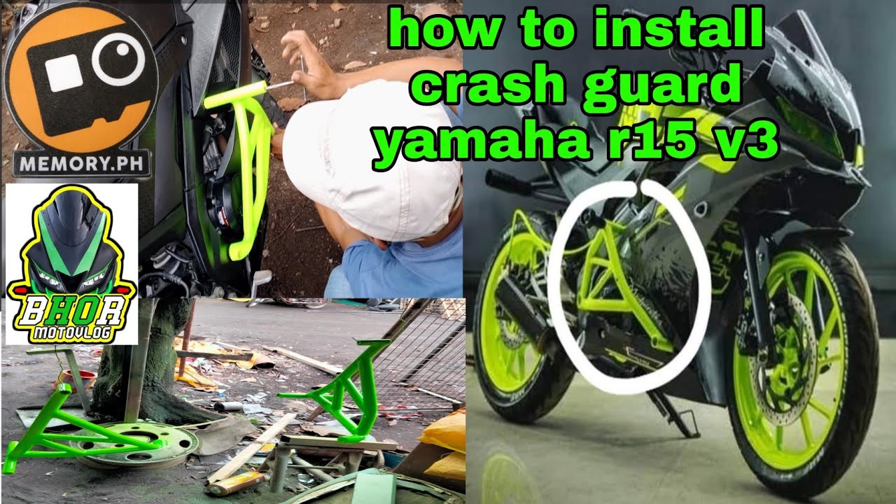 how to install my new crash guard Yamaha r15 v3 - YouTube