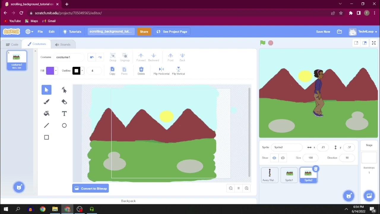 Learn to implement Scrolling Backgrounds in Scratch - YouTube