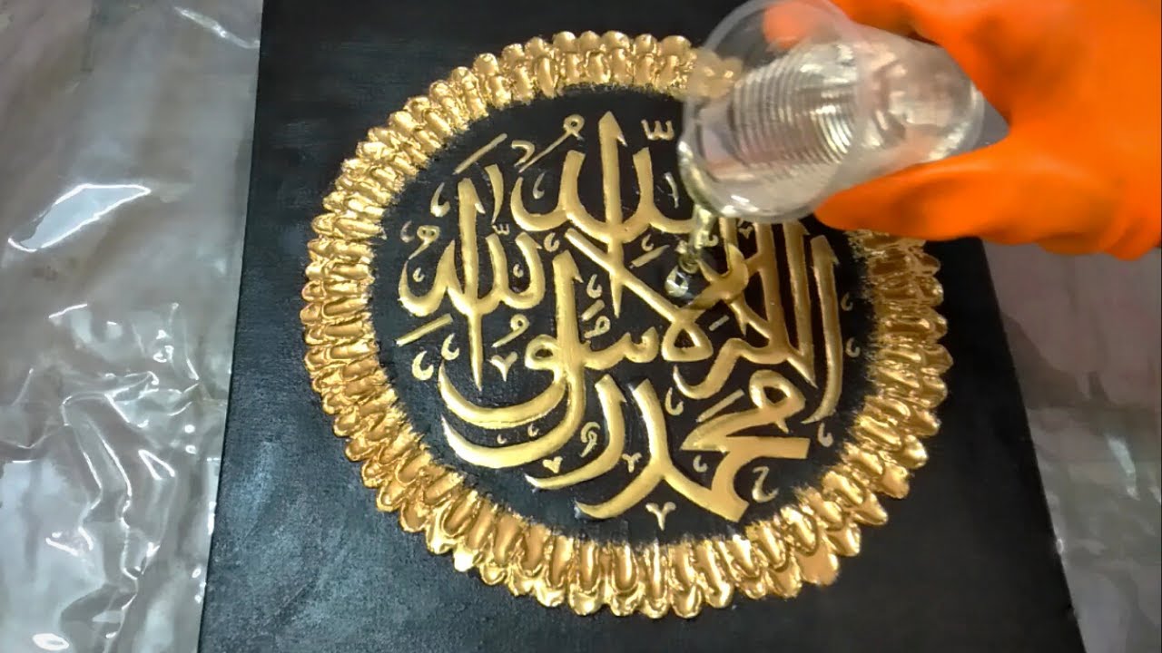 How to apply Epoxy Resin on Canvas / Calligraphy Painting / Step by ...