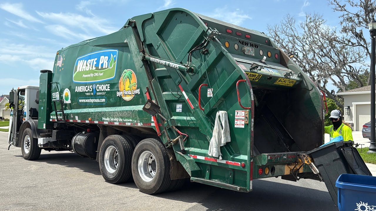 Waste Pro Mack LEU New Way Rear Loader Garbage Truck - YouTube