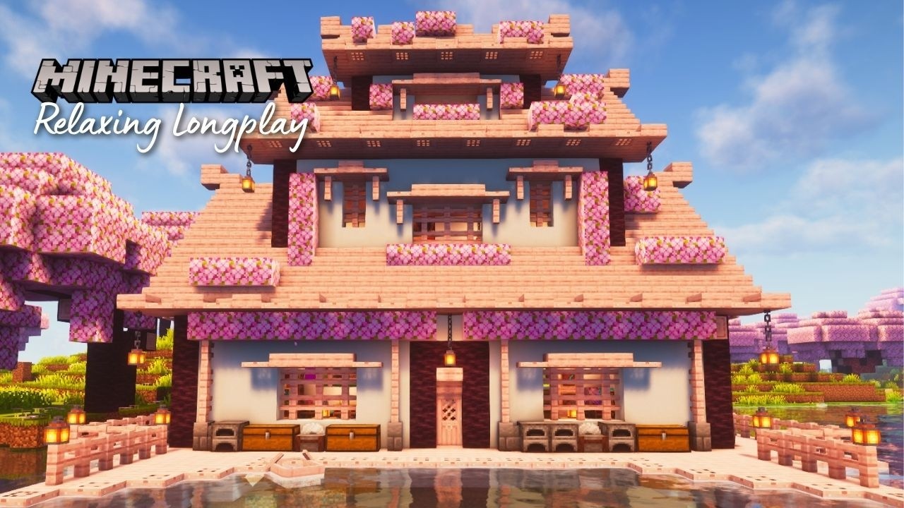 How To Build Cherry Blossom House - Minecraft Relaxing Longplay (No ...
