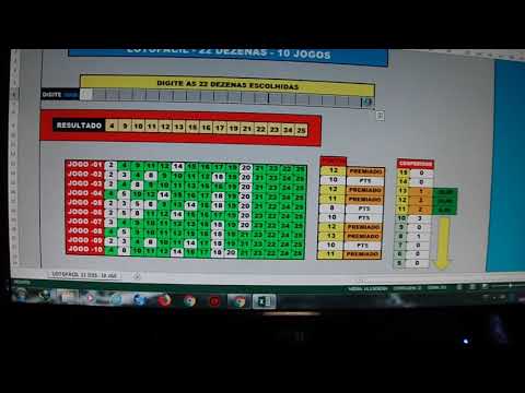 PLANILHA LOTOFACIL  22 DEZENAS  10 JOGOS