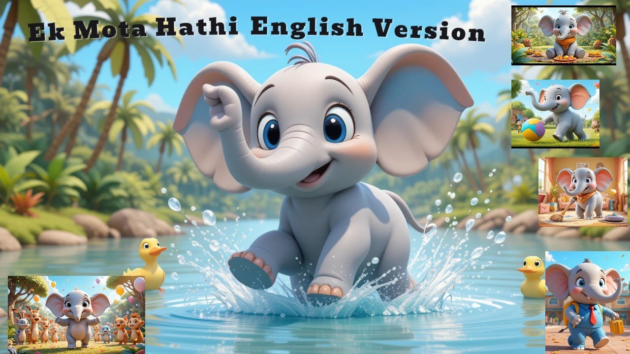 🐘A Big Elephant 📯 Rhyme || Ek Mota Hathi Gumne Chala👉 English Version😍 ...