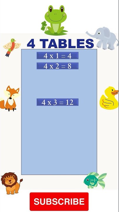Multiplication table|4 tables for kids|math|multiplication table|times ...