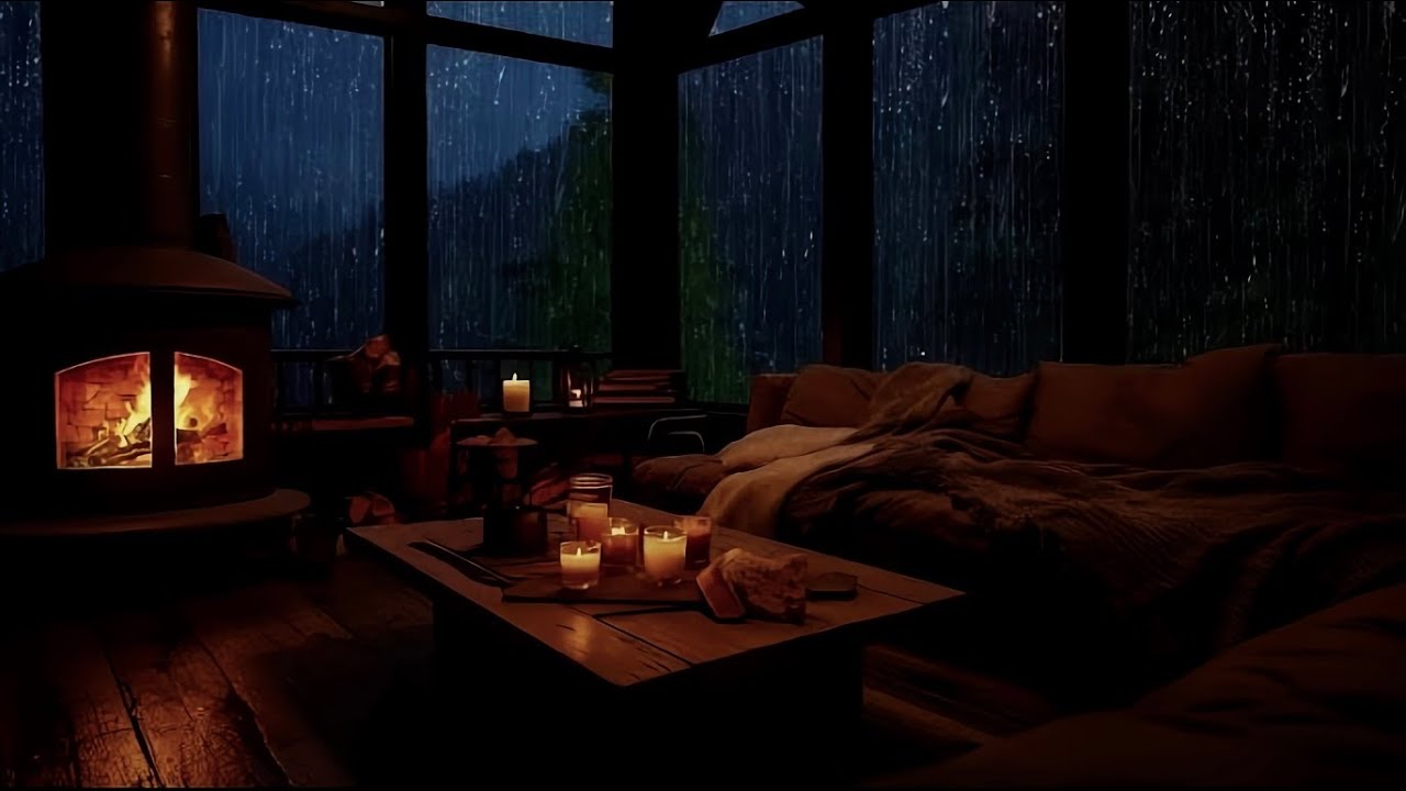 Cozy Cabin Ambience with Rain and Fireplace for Concentration - Deep ...