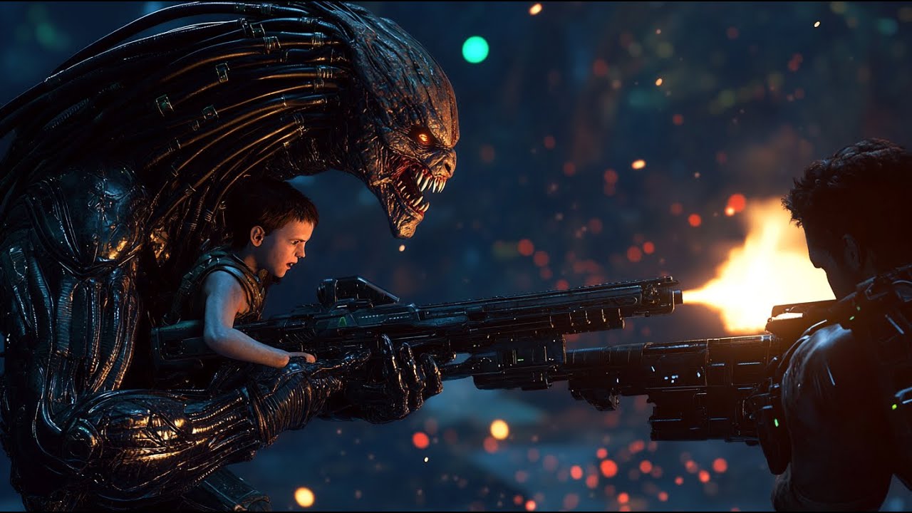 The Predator Had Its Jaws Around the Alien Boy… Until the Human Arrived ...