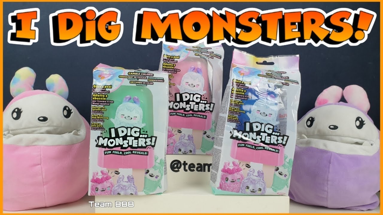 I DIG MONSTERS 3! Unboxing 3 Mystery Monji Monsters with 2 Giant Plush ...