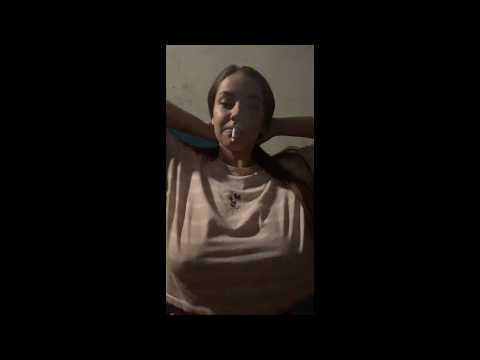 Smoking Girl Dangling, Coughing and Spitting