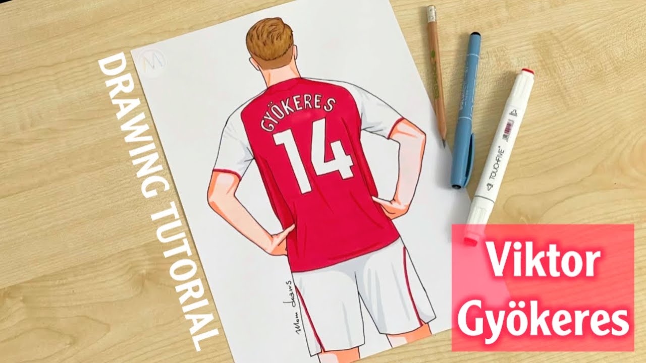 How to draw Arsenal players / Viktor Gyokeres drawing tutorial - YouTube