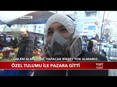 Özel Tulumu ve Maskesiyle Pazara Gitti
