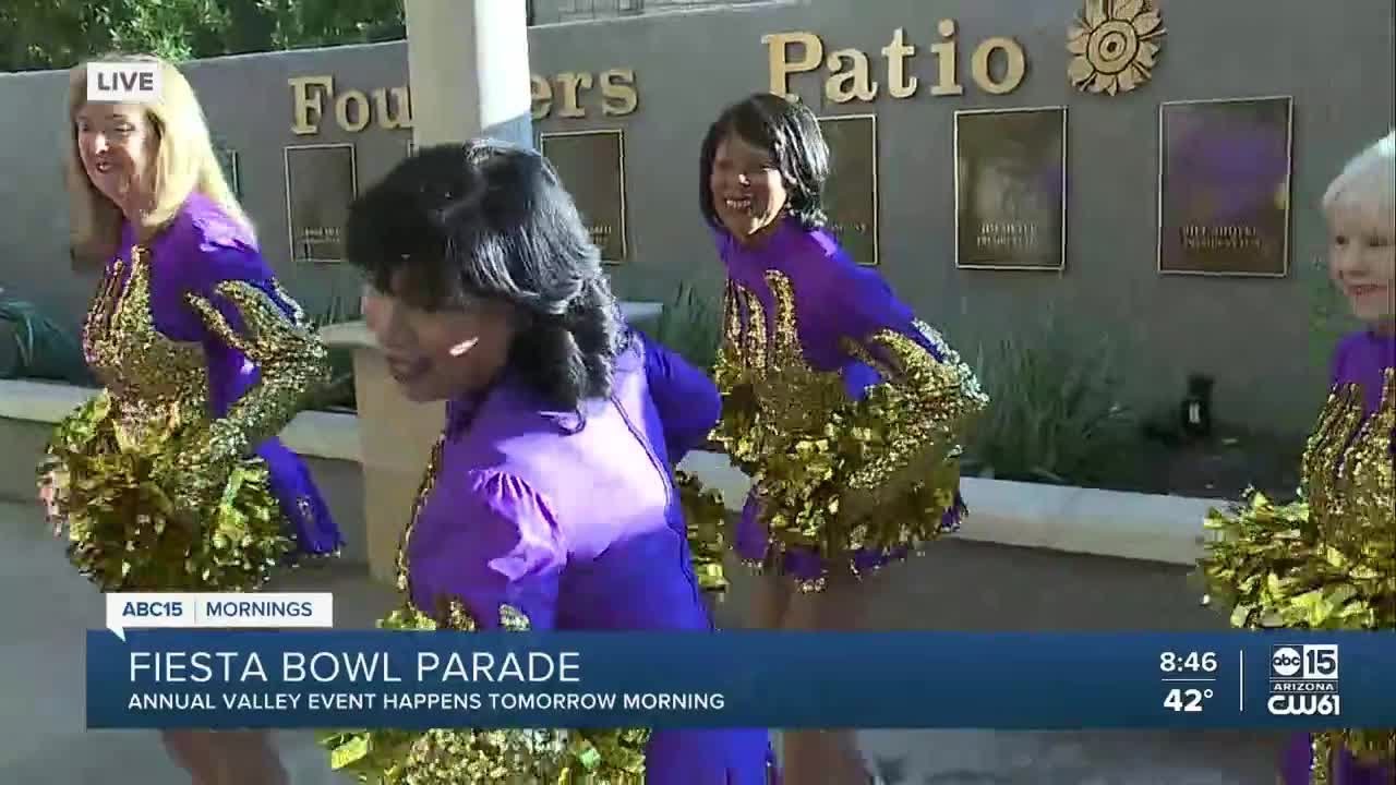 The Sun City Poms preparing for Saturday's Fiesta Bowl Parade - YouTube