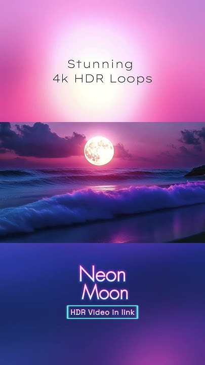 Neon Beach – A Futuristic Ocean Under a Glowing Moon 4K Ultra HD HDR peview #4khdr #4kloop #asmr ...
