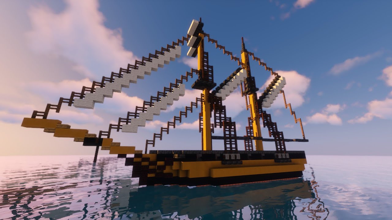 Minecraft: 14 gun naval schooner timelapse - YouTube