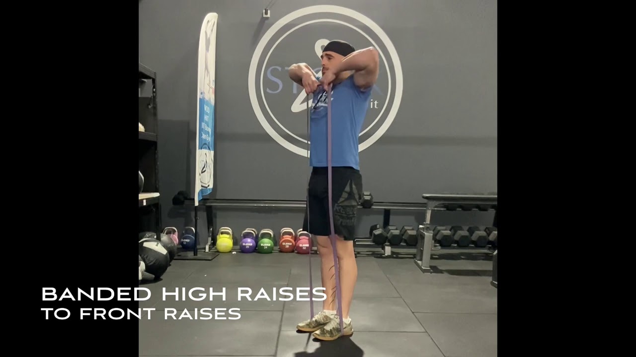 Banded high to front raises - YouTube
