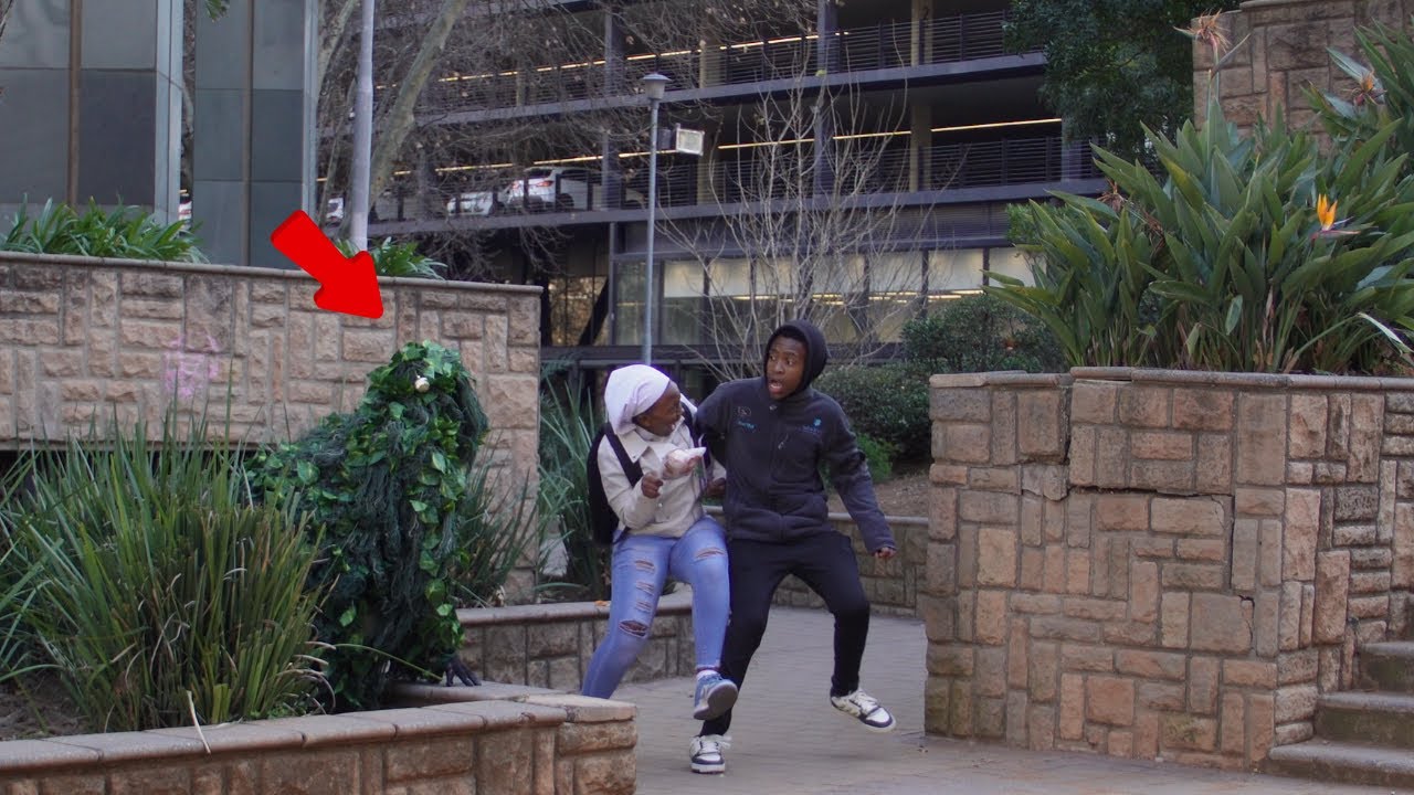 BUSHMAN PRANK: TREE BUSH MAN SCARE PRANK REACTIONS! - YouTube
