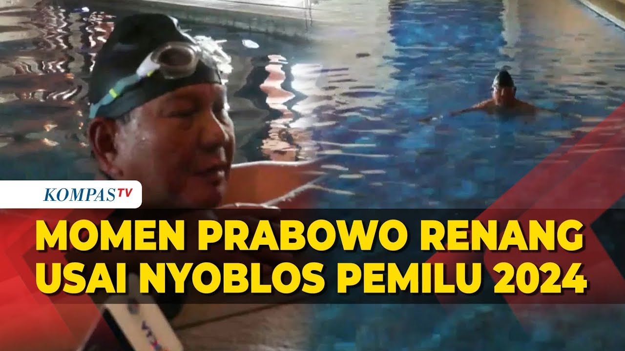 Usai Nyoblos Pemilu 2024 di Hambalang, Prabowo Pilih Berenang - YouTube