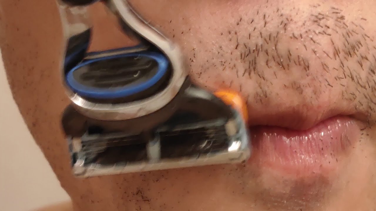 ASMR T字カミソリで髭剃り Shaving with a T-shape razor - YouTube