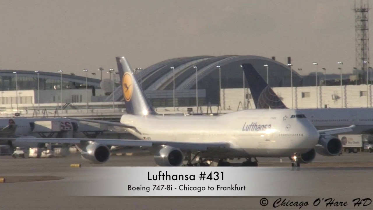 Heavy Boeing 747 "Jumbo" Takeoff - Lufthansa #431 - Chicago O'Hare ...