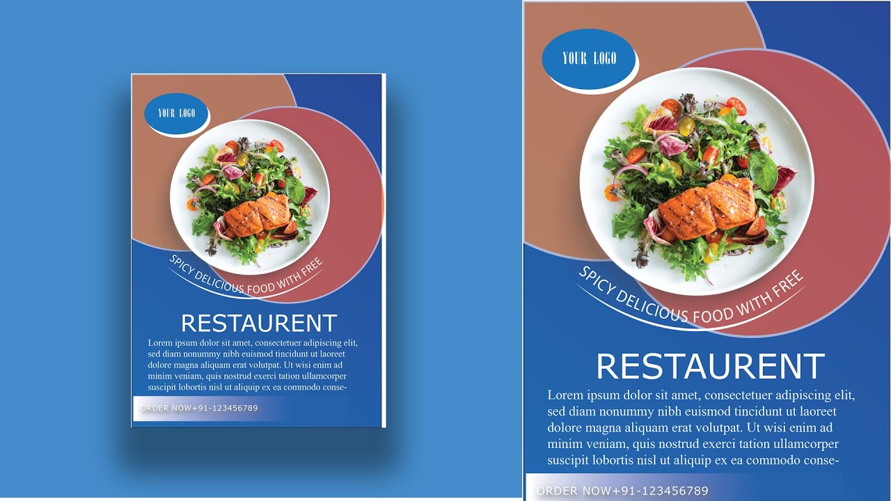 Blue color Combination food poster design | Adobe illustrator - YouTube