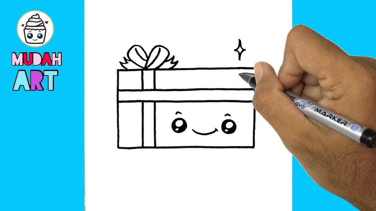 CARA MELUKIS HADIAH HARI JADI COMEL | lukisan pemula - YouTube