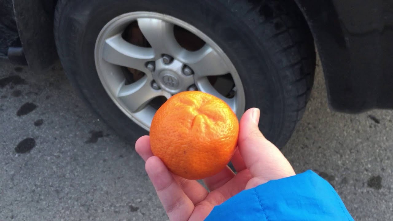 Running over a clementine - YouTube