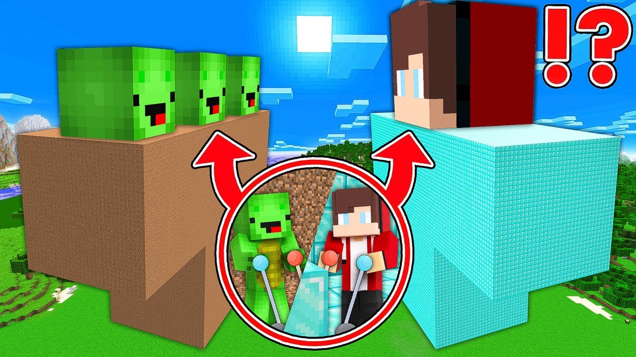 JJ vs Mikey GIANT DIAMOND vs DIRT Golem Control Challenge - in ...