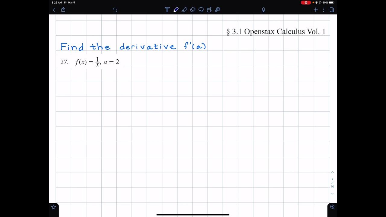 3.1 #27 Finding the Derivative. Openstax Calculus Vol. 1 - YouTube
