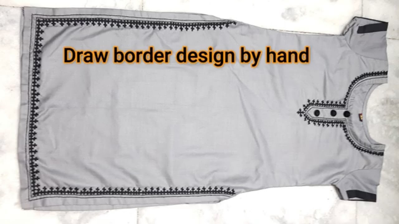 Draw very easy gujarati stitch border design on fabric by hand | Sindhi ...