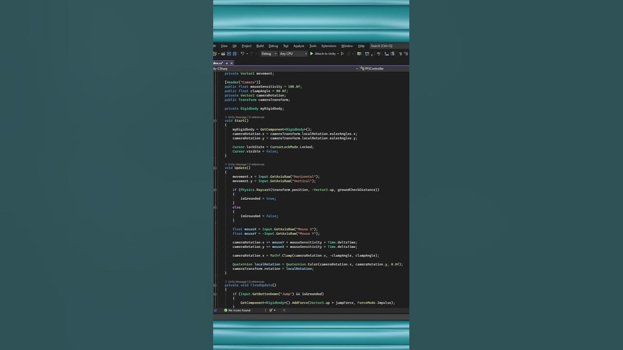 FPS Controller in 1 Minute Unity Tutorial #shorts - YouTube