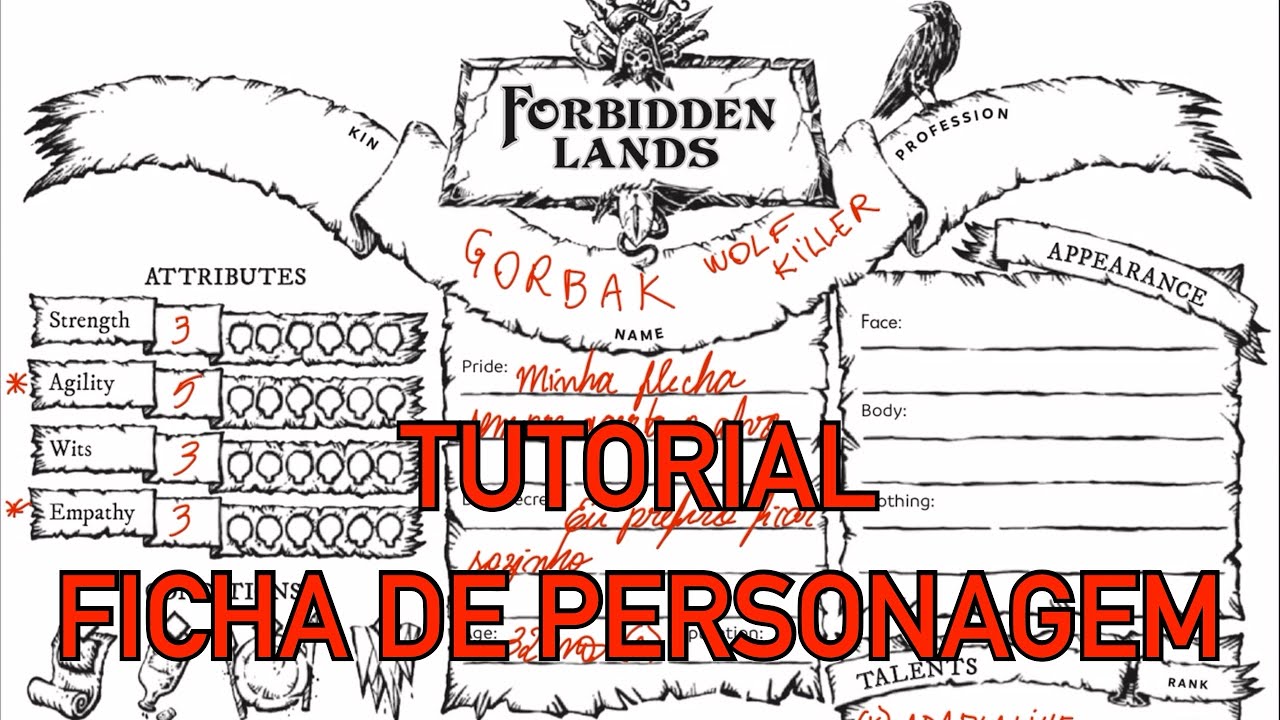 Tutorial Forbidden Lands Fazendo a Ficha de Personagem - YouTube