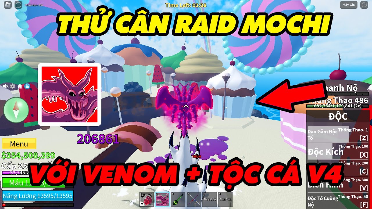 Thử Cân Raid Mochi Với Trái Độc + Tộc Cá V4 || Blox Fruits! - YouTube