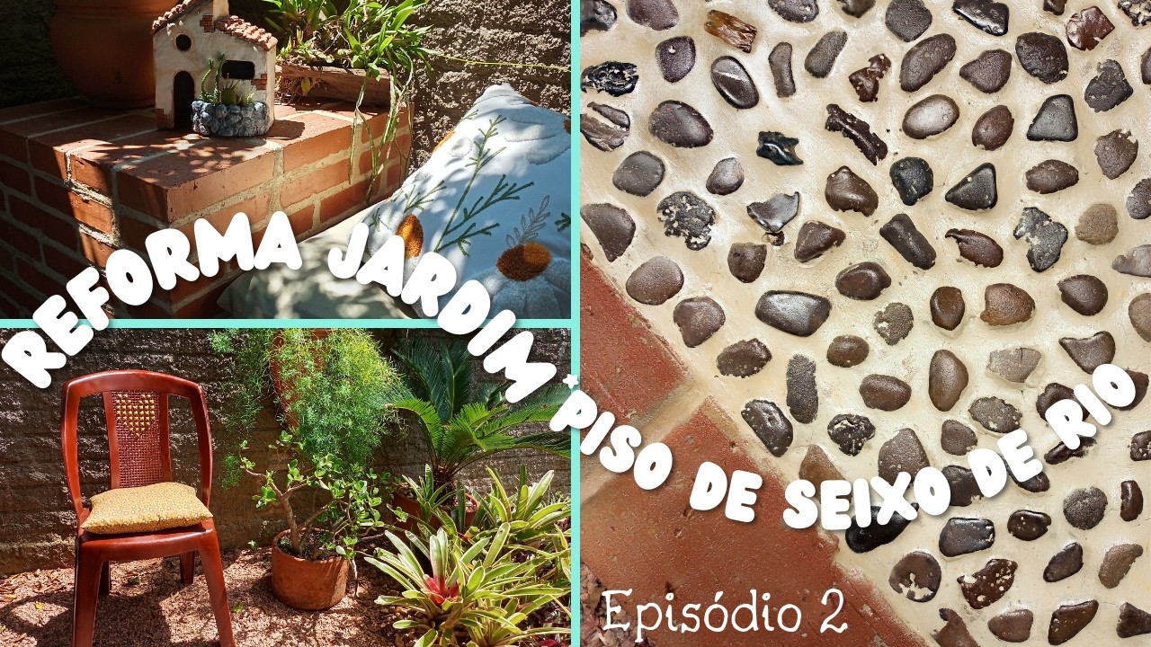 DIY | Reforma do meu jarim | Faça você mesmo CALÇADA DE SEIXO DE RIO ...