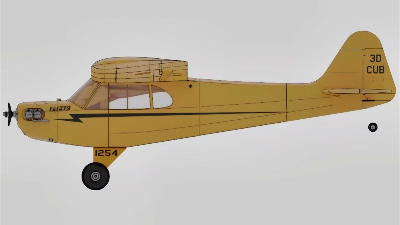Rc 3D printed J3 Piper Cub: Flight One - YouTube