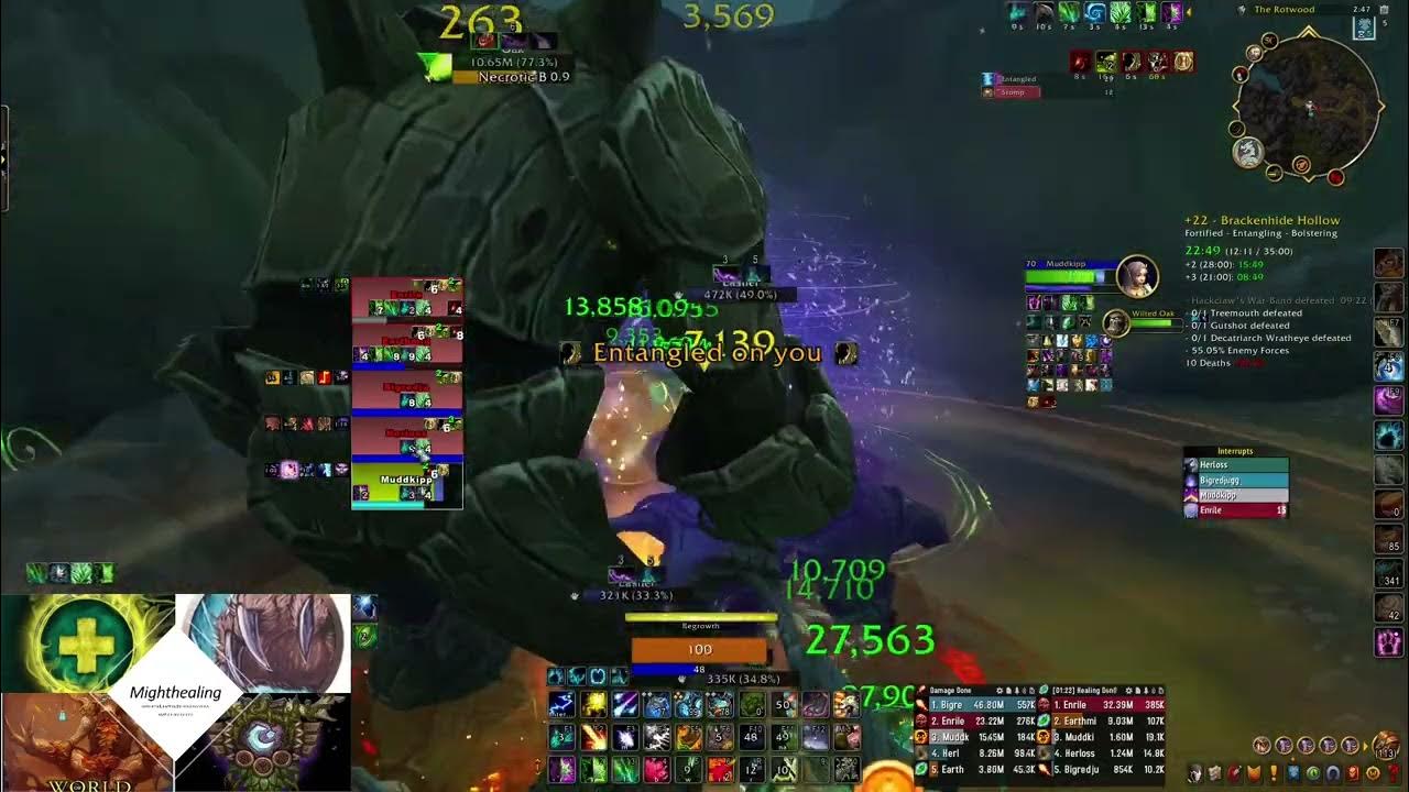 Brackenhide Hollowr+22 FORTIFIED ENTANGLING BOLSTERING Resto Druid PoV. - YouTube