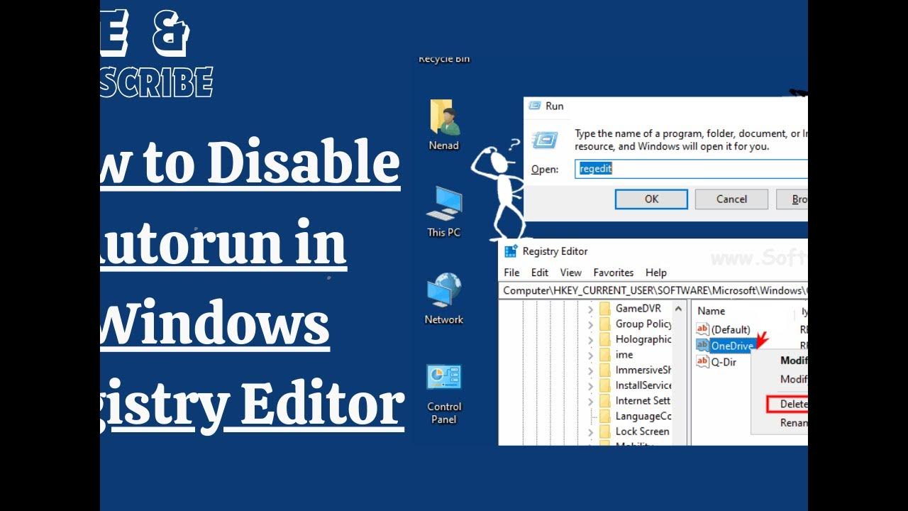 How To Disable Autorun In Windows Registry Editor Youtube